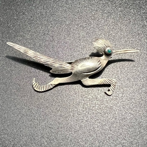 Jewelry | Vintage Native American Sterling Silver Roadrunner Brooch L ...